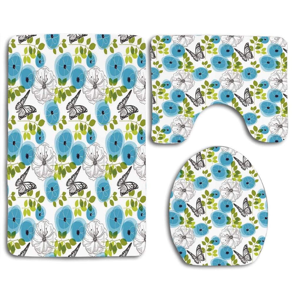 GOHAO Light Blue Blue Poppies Butterfly Branches Leaves Botany Garden ...