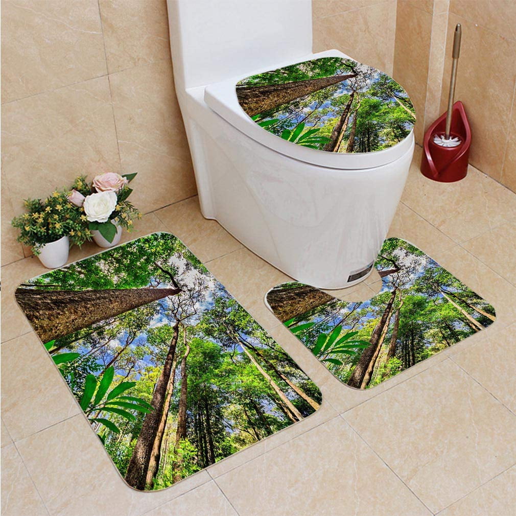 GOHAO Looking up Trunk a Giant Rainforest Tree 3 Piece Bathroom Rugs ...