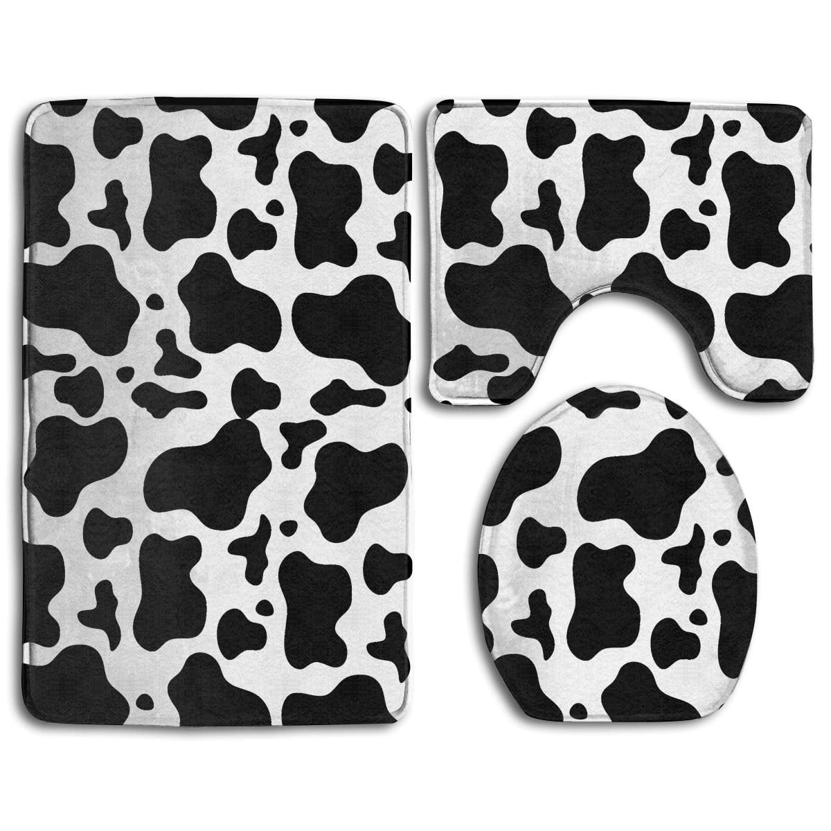 GOHAO Milk Cow Spots 3 Piece Bathroom Rugs Set Bath Rug Contour Mat and ...