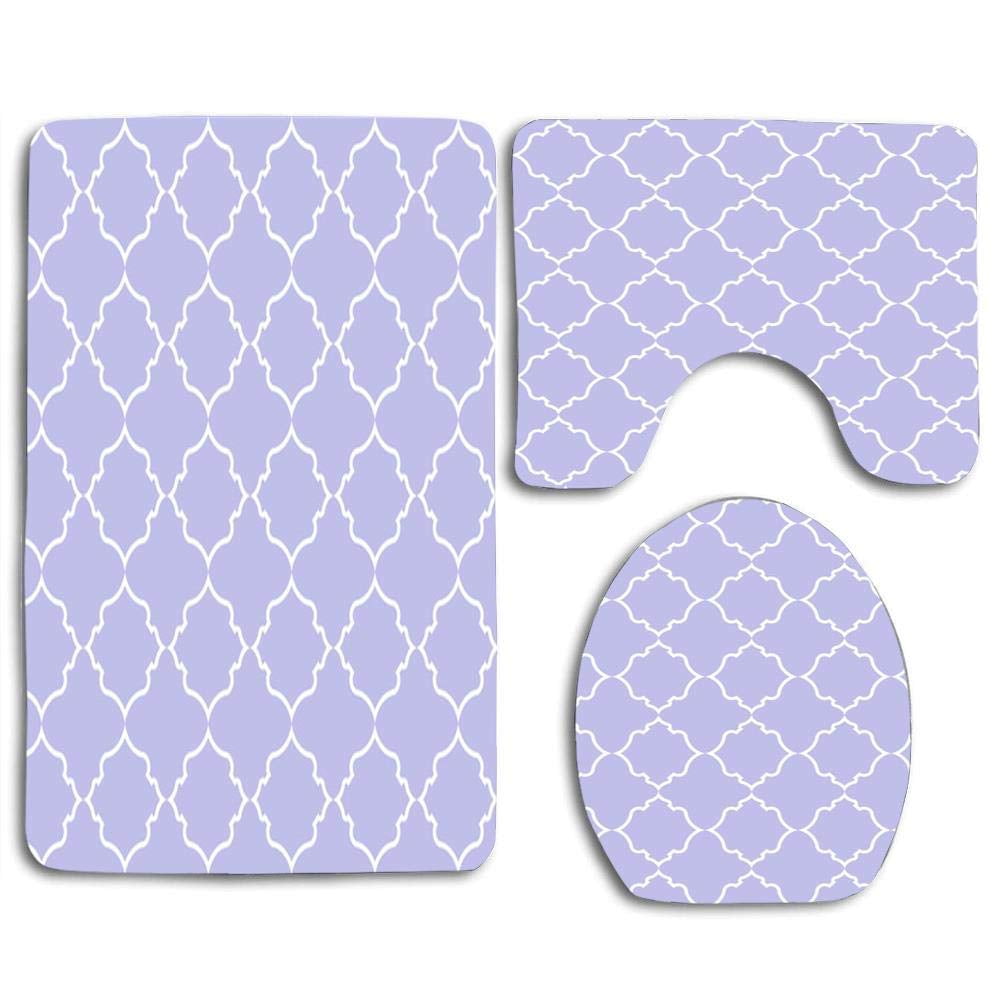 GOHAO Moroccan Periwinkle Purple 3 Piece Bathroom Rugs Set Bath Rug ...