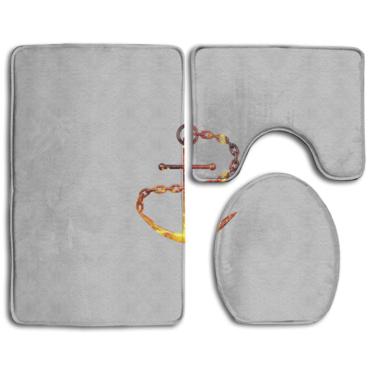 GOHAO Nautical Fire Anchor Pirate 3 Piece Bathroom Rugs Set Bath Rug ...