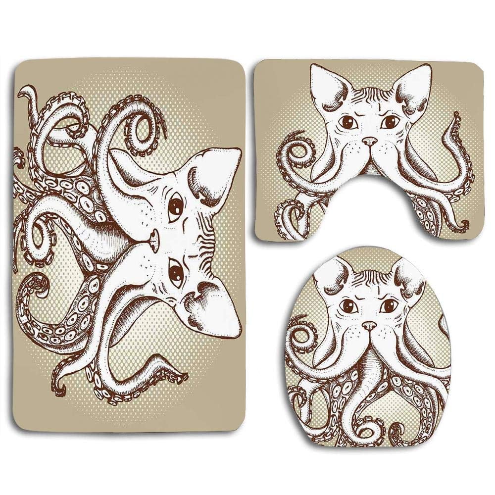 GOHAO Octopus Cat Vintage Style Cartoon Cat Tentacles Home 3 Piece ...