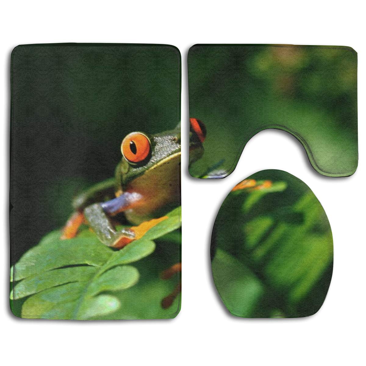 GOHAO Peace Frog Tree 3 Piece Bathroom Rugs Set Bath Rug Contour Mat ...