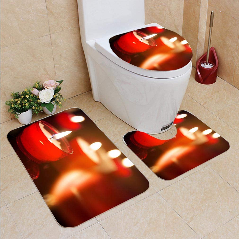 GOHAO Red Prayer Candles in a Row Close up in Catholic Church 3 Piece ...