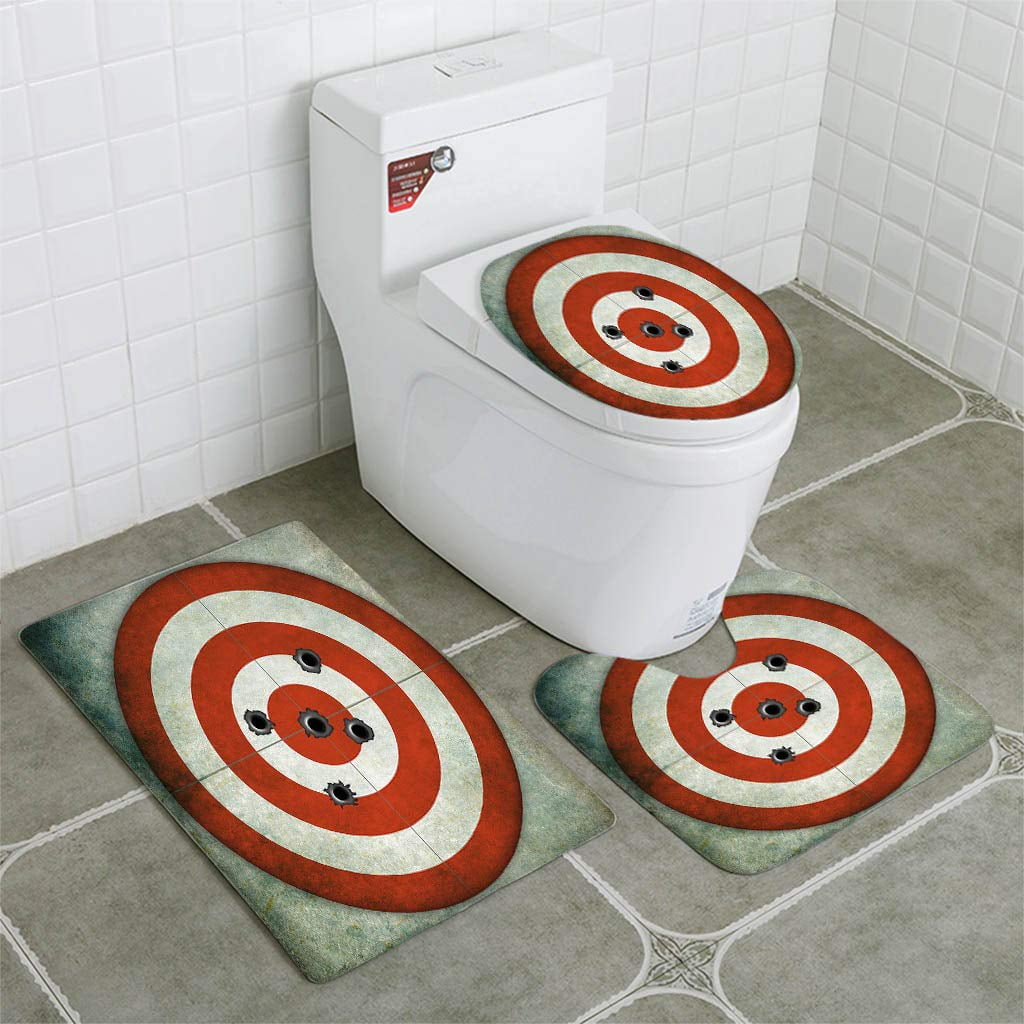 GOHAO Red and White Circular Target Bullet Holes 3 Piece Bathroom Rugs ...