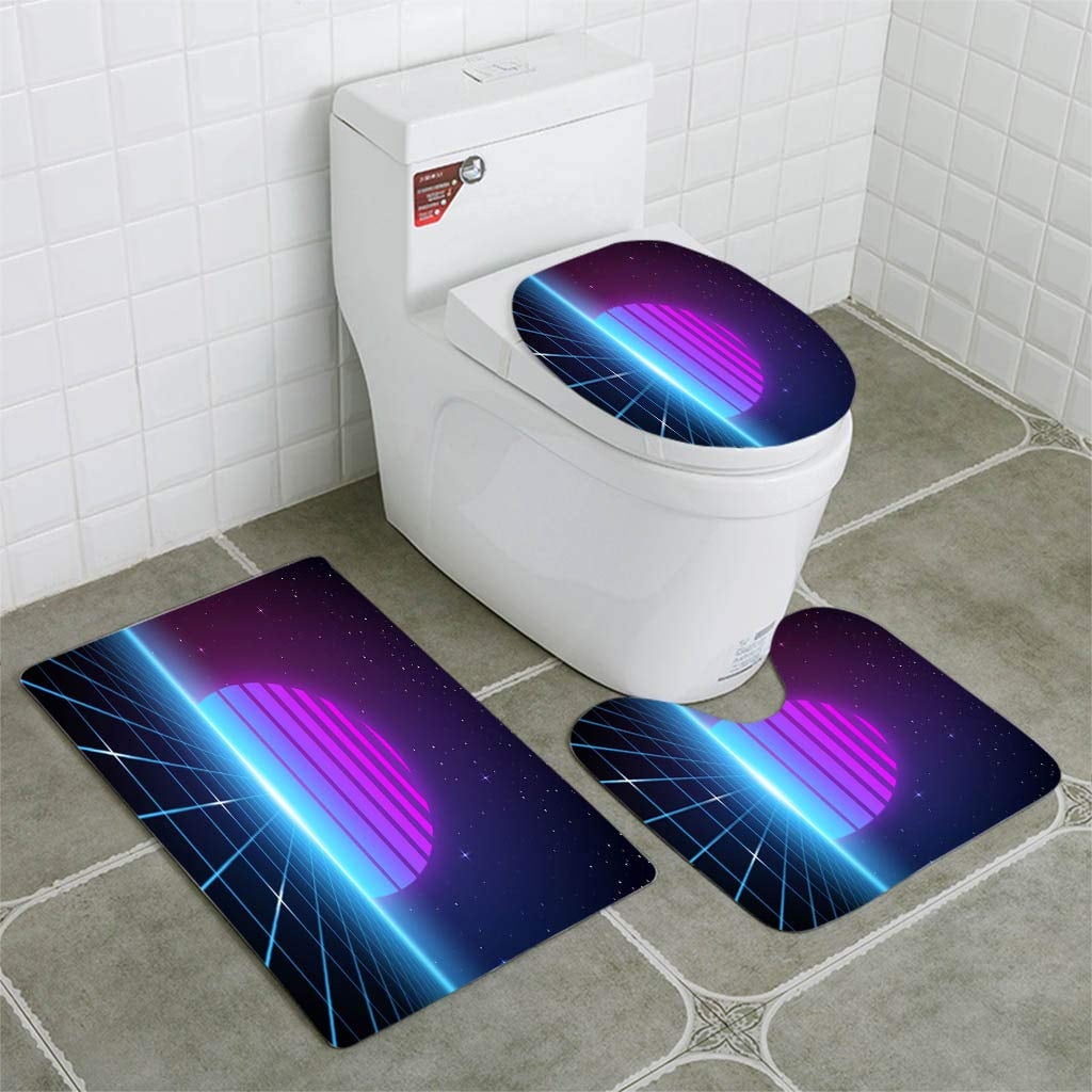 GOHAO Retro 80s 3 Piece Bathroom Rugs Set Bath Rug Contour Mat and ...