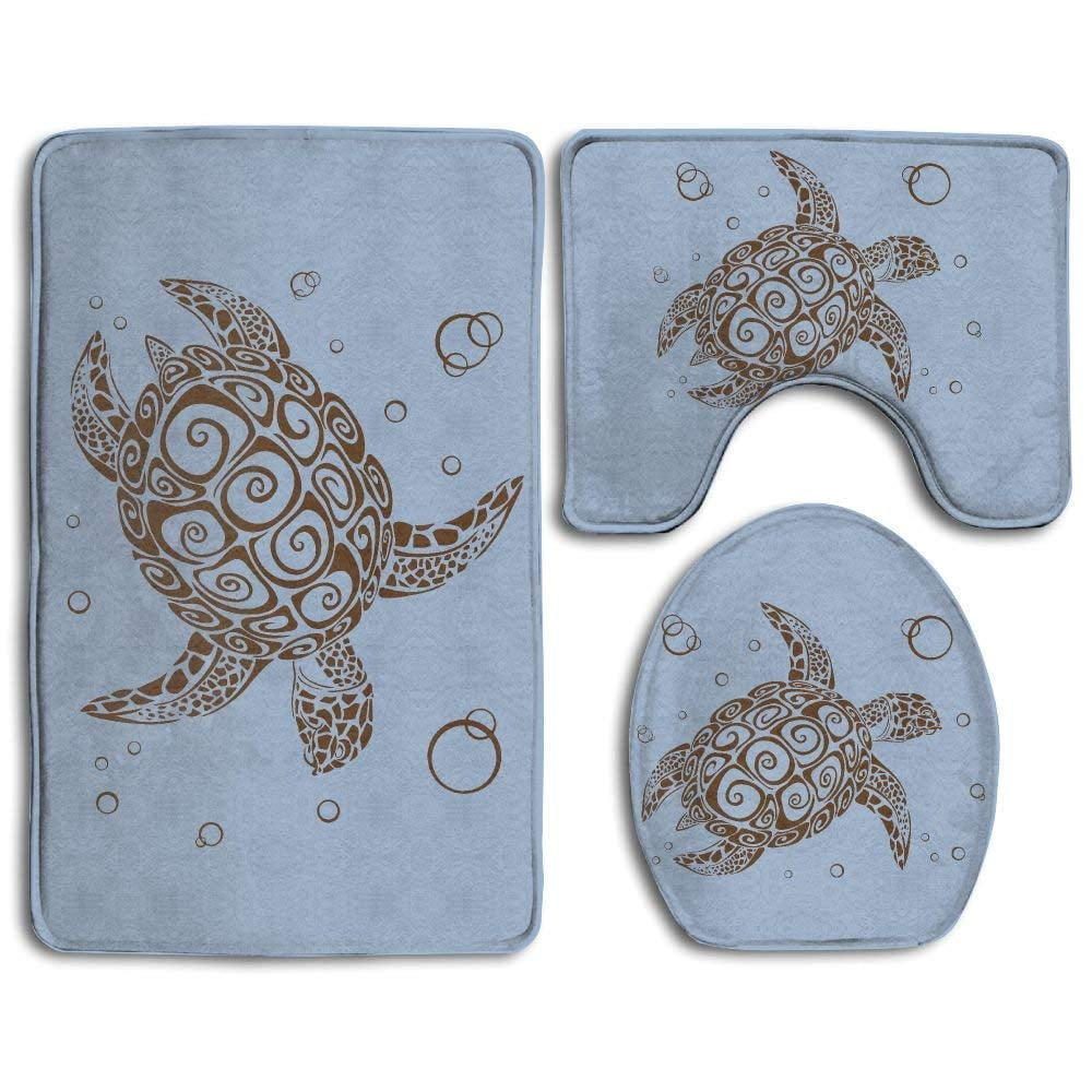 GOHAO Sea Turtle 3 Piece Bathroom Rugs Set Bath Rug Contour Mat and ...