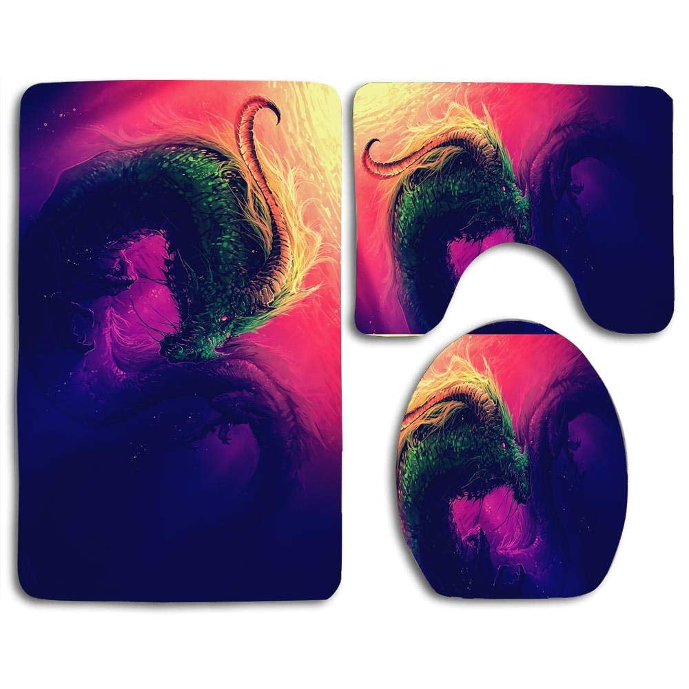 GOHAO Shenron Dragon Fantasy 3 Piece Bathroom Rugs Set Bath Rug Contour ...