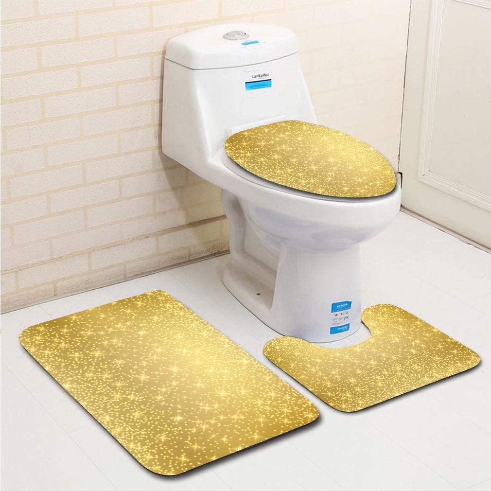 GOHAO Textures Gold Flannel Bath Rugs, 3' x 2' (3 Pieces) - Walmart.com