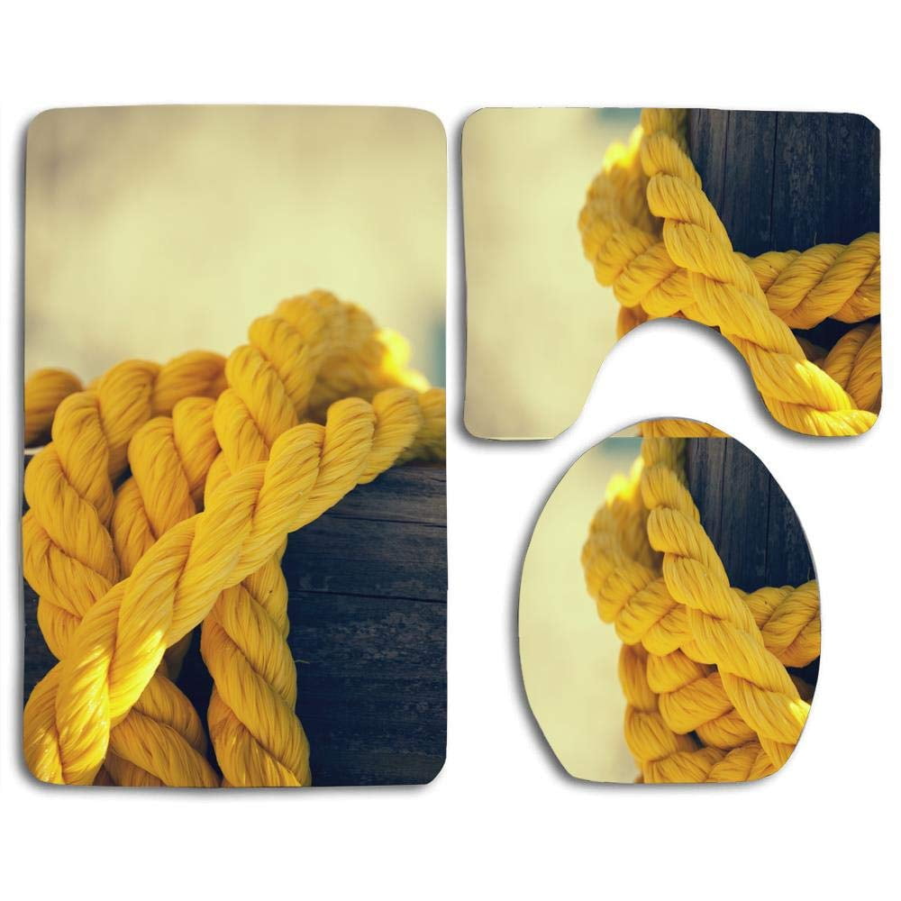 GOHAO The Yellow Rope 3 Piece Bathroom Rugs Set Bath Rug Contour Mat ...