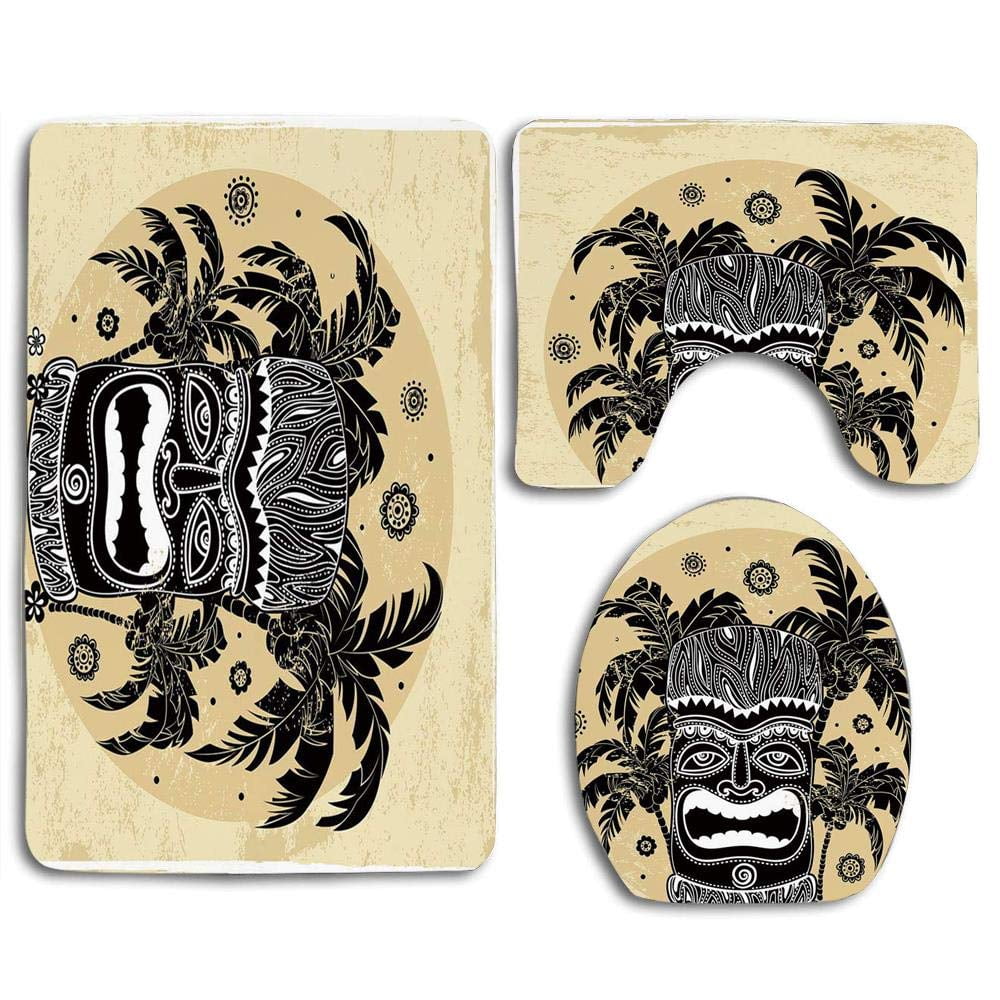 GOHAO Tiki Bar Tiki Mask Figure Palm Trees Ornate Flowers Sunny Summer ...