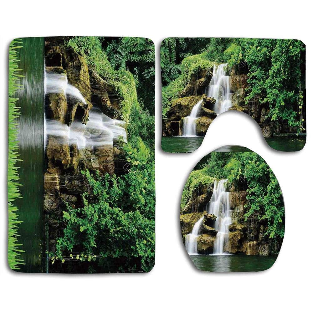 GOHAO Waterfall Green Flannel Bath Rugs, 3' x 2' (3 Pieces) - Walmart.com