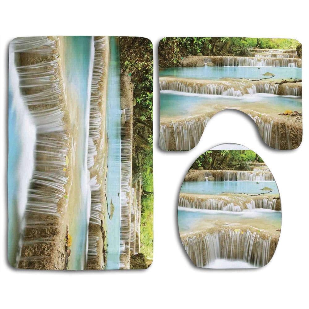 GOHAO Waterfall Water Falls Into Lake Through Rock Stairs in Forest 3 ...