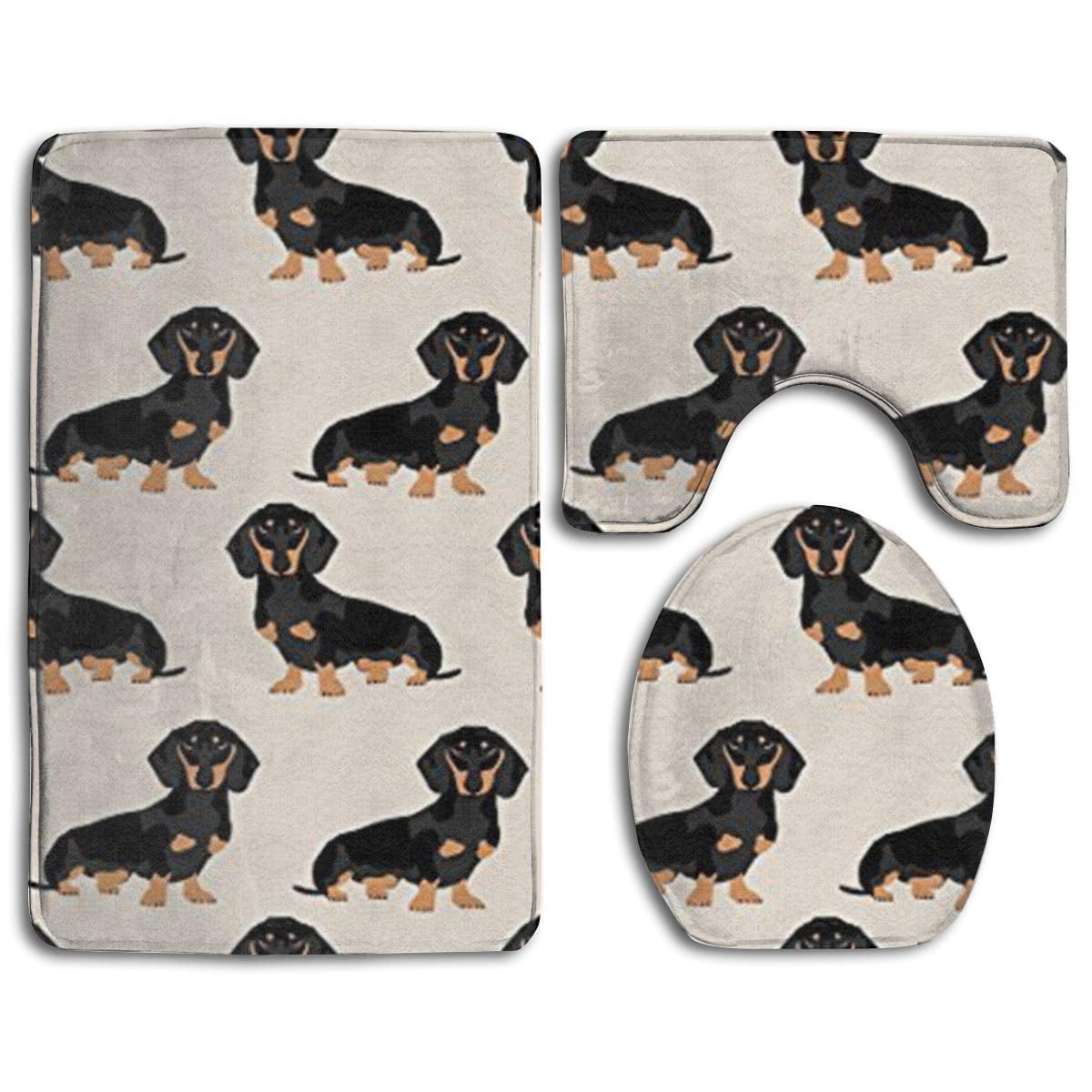GOHAO Wiener Dog Fabric Doxie Dachshund Weiner Dog Pet 3 Piece Bathroom ...