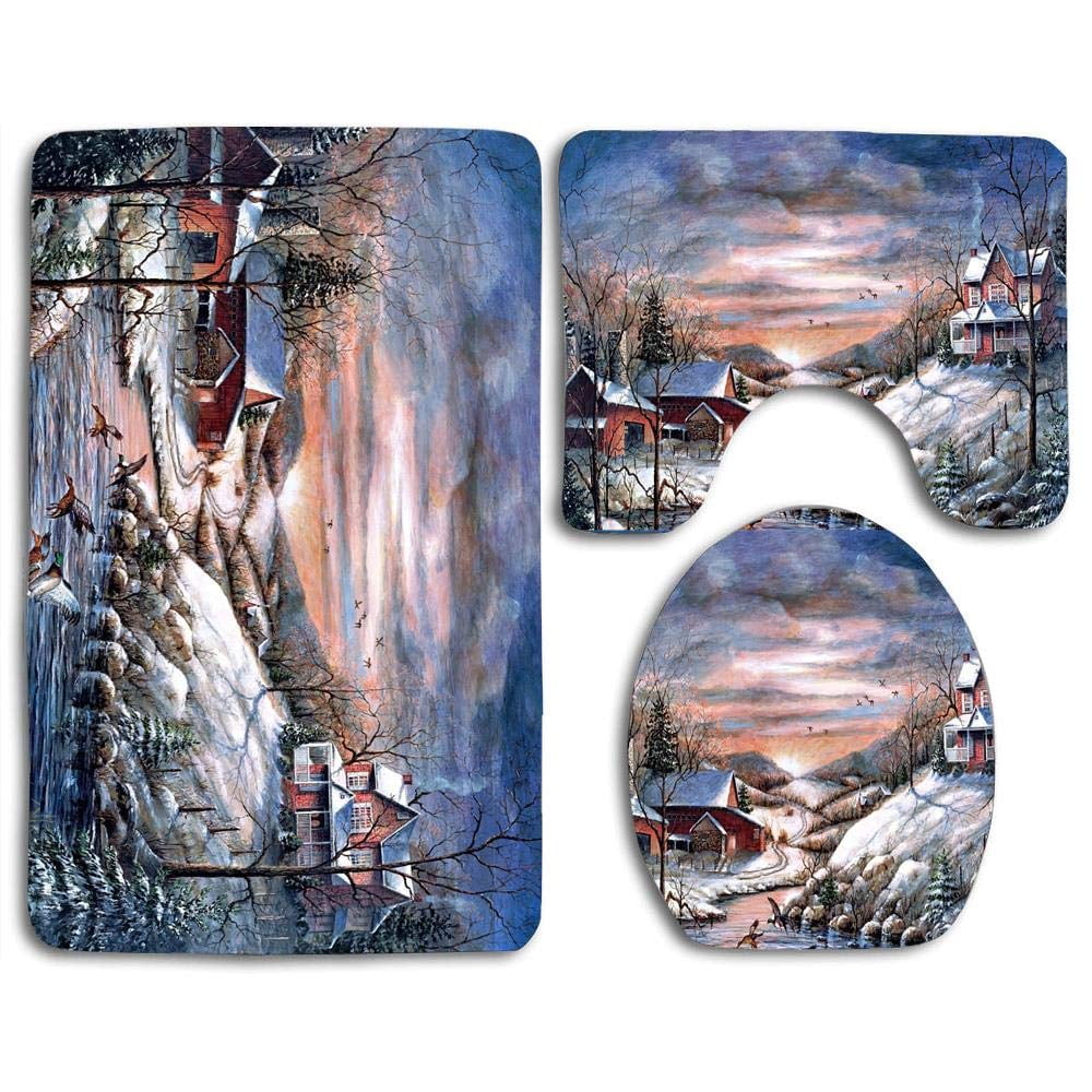 GOHAO Winter Pheasants Splendor Wildlife 3 Piece Bathroom Rugs Set Bath ...