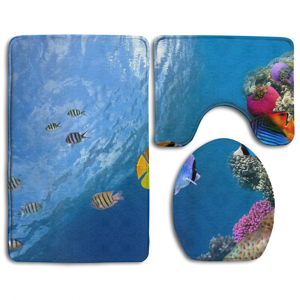 GOHAO Wonderful Coloured Fish And Sea Life 3 Piece Bathroom Rugs Set ...