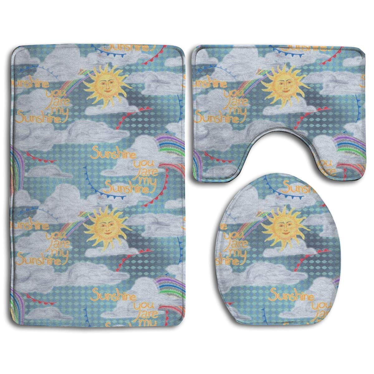 GOHAO You are My Sunshine 3 Piece Bathroom Rugs Set Bath Rug Contour ...