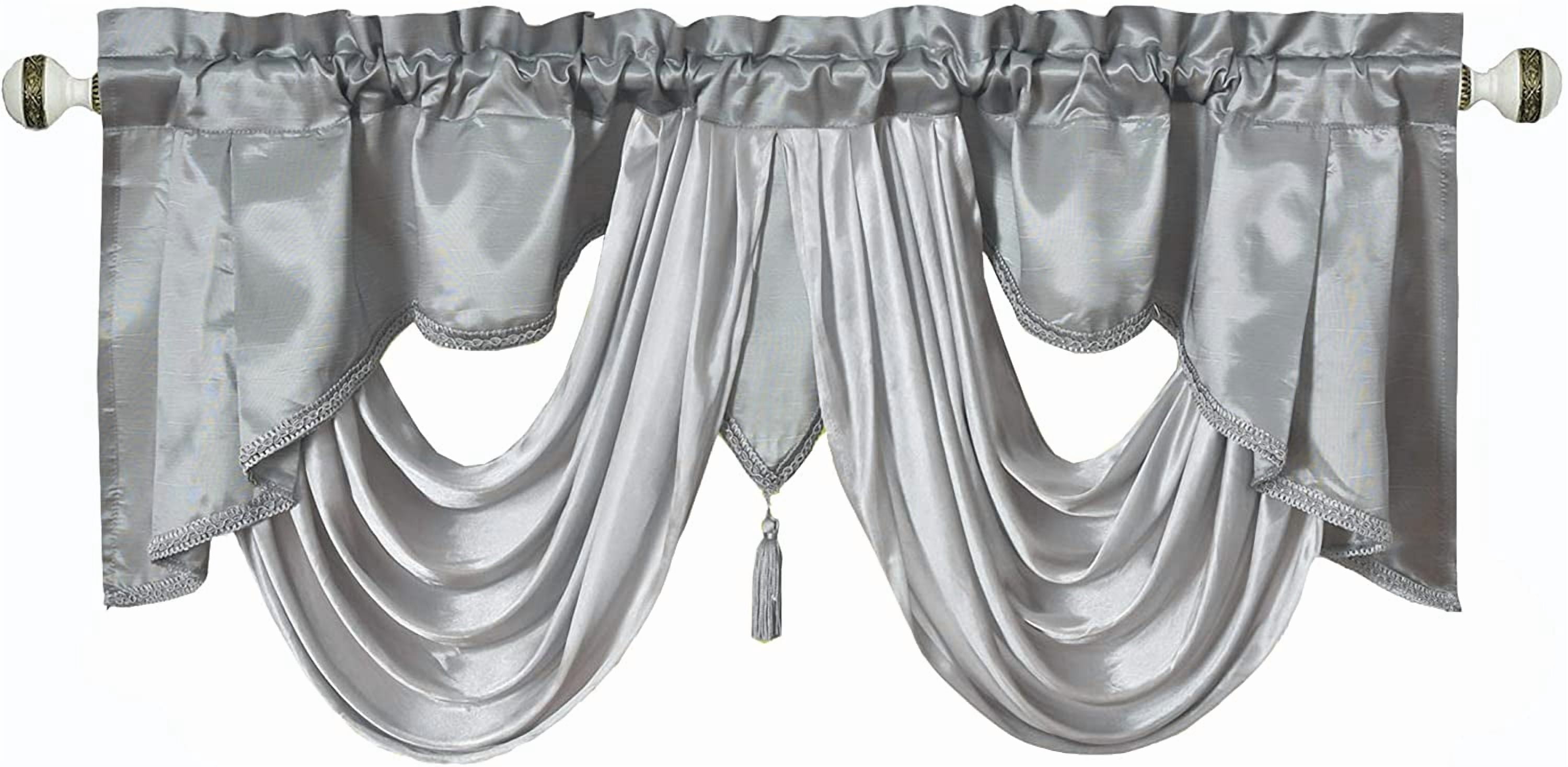 GOHD Valarie Fancy Window Valance. 54 x 18. Taffeta Fabric with Soft ...