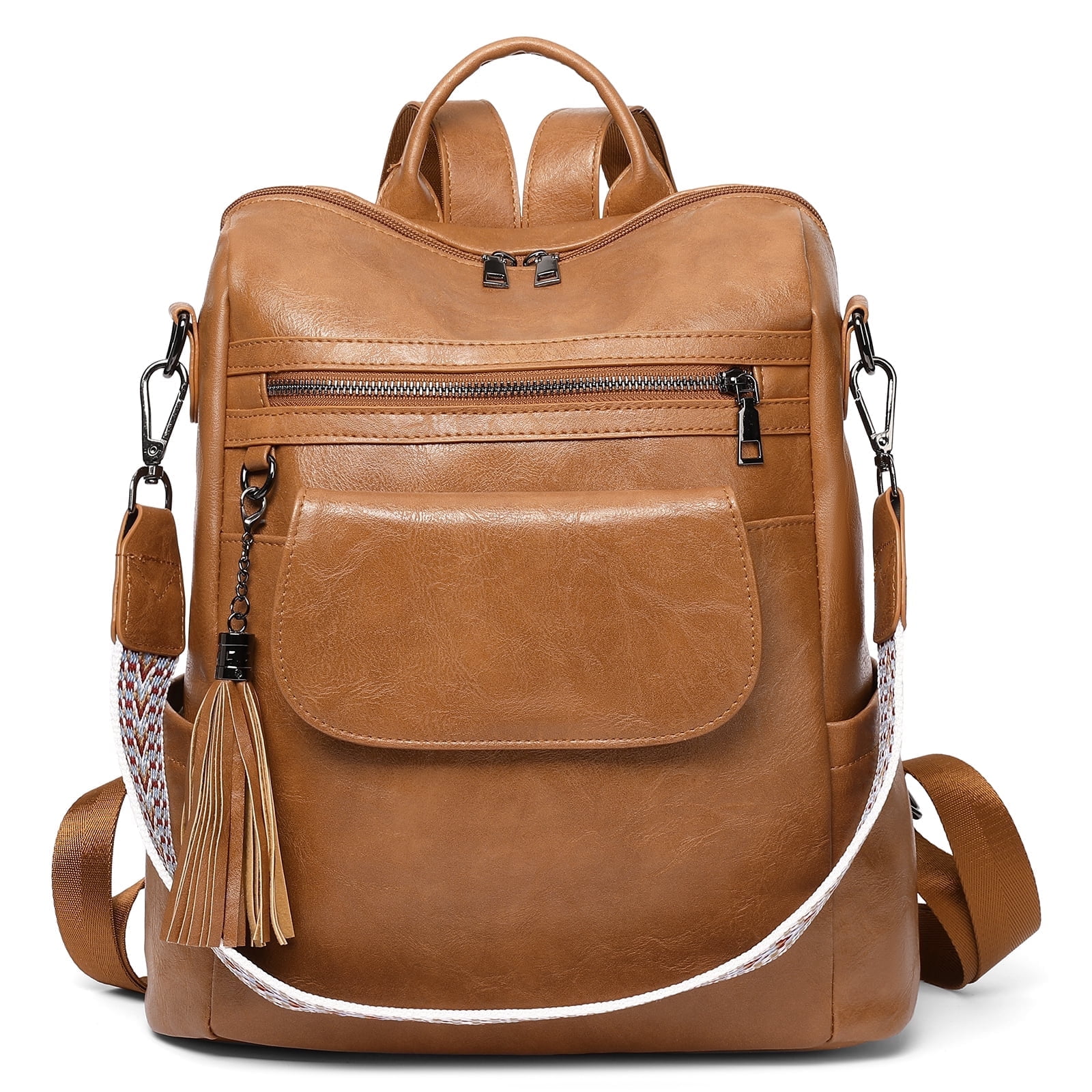 GOIACII Genuine Leather Backpack Purse for Women Large Convertible ...