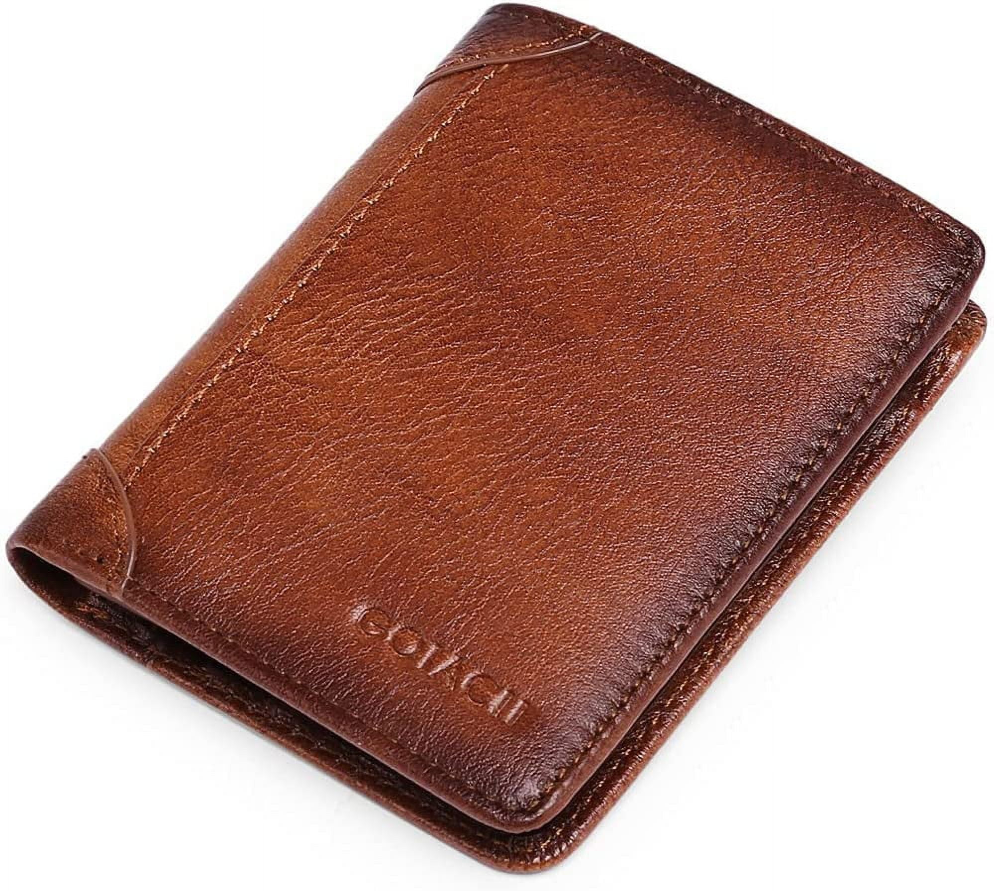 GOIACII Stylish Men's Genuine Leather Wallet Purse Pouch Spacious RFID ...
