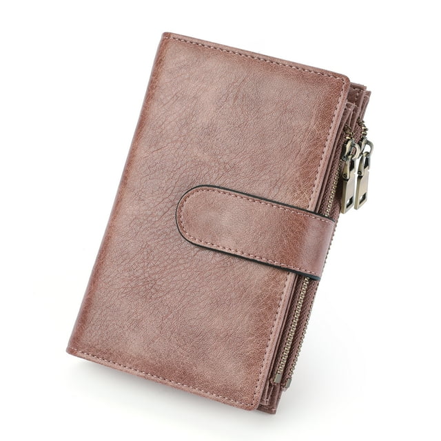 GOIACII Womens Wallets Rfid Credit Card Holder with 2 Zipper Pockets, 3 ...