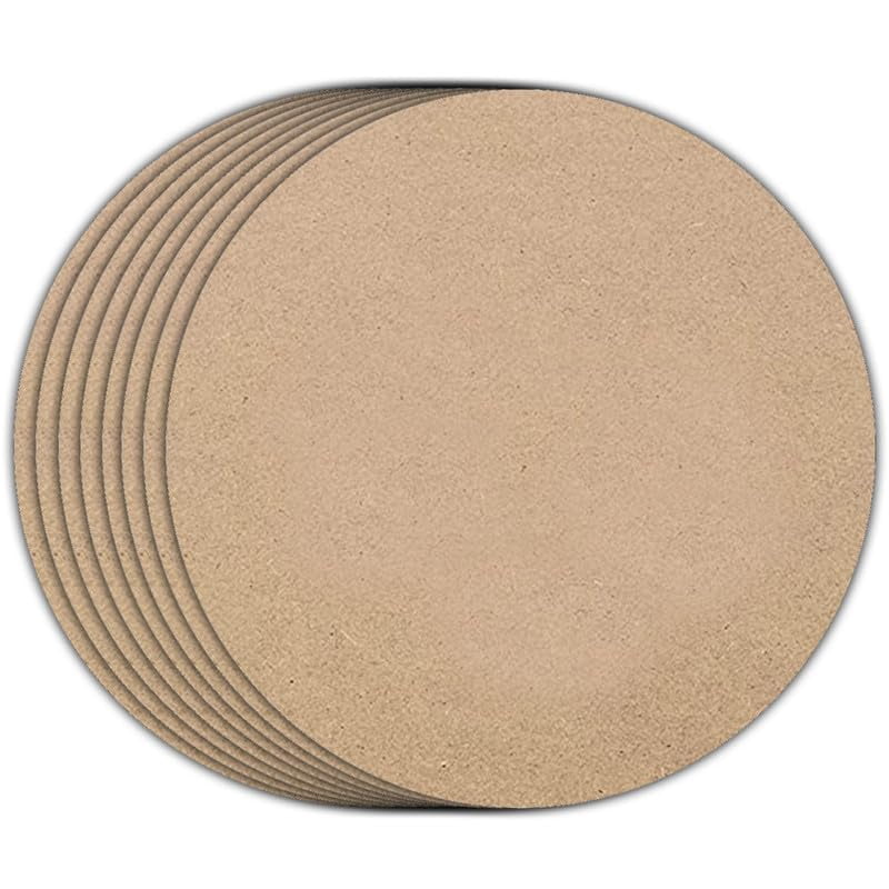 GOJEEVA Premium Wooden 8X8 Inches Round Shape Unfinished MDF Board for ...