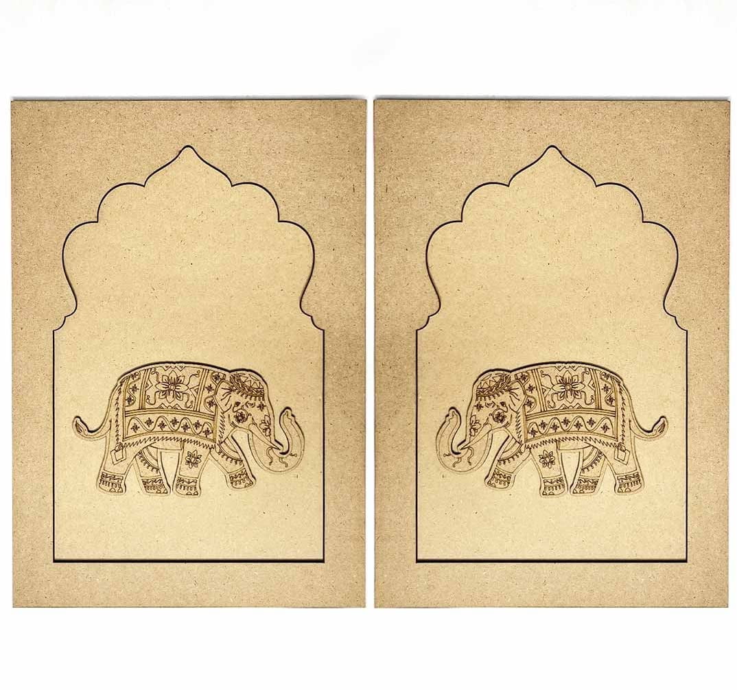 GOJEEVA Premium Wooden MDF Laser Engraved Both Side Elephant and ...