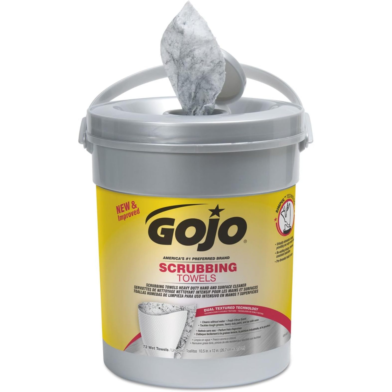 GOJO 639606 Scrubbing Towels, Hand Cleaning, Citrus,10 1/2x12 1/4, 72 ...