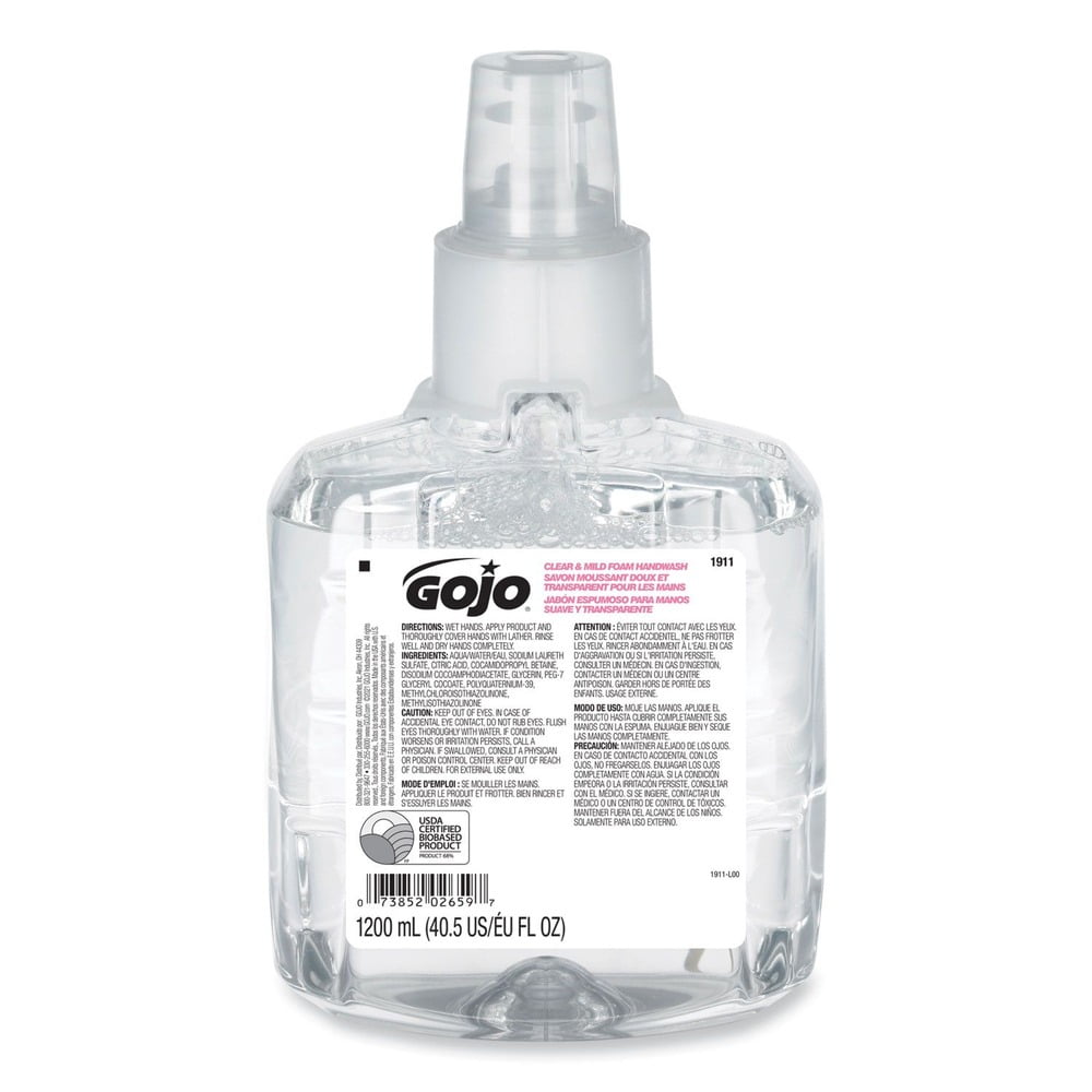 GOJO LTX-12 Clear, Mild Foam Hand Soap Refills, Fragrance-Free, 2 ...