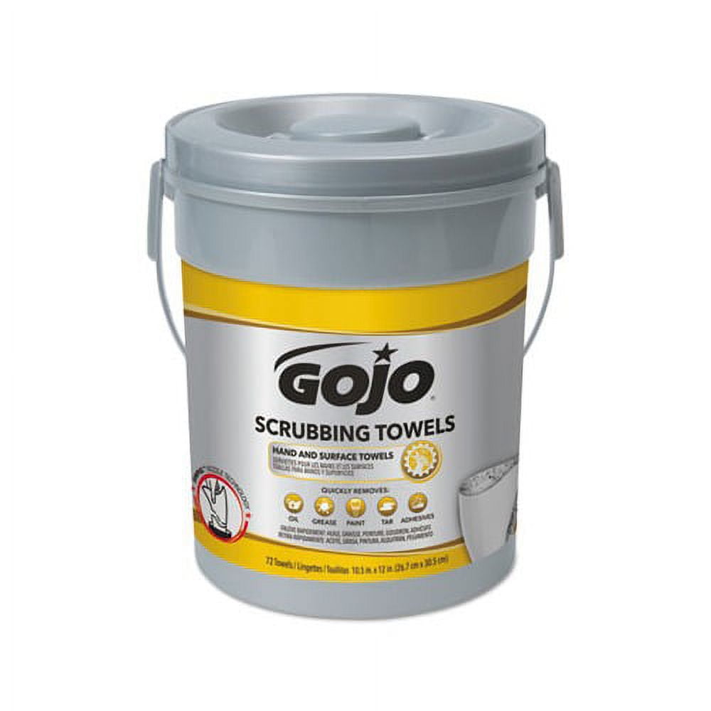 GOJO Scrubbing Towels Hand Cleaning, Silver/Yellow, 10 1/2 x 12, 72 ...