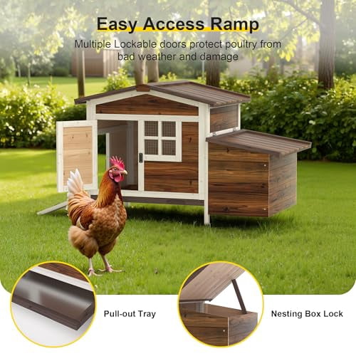 GOJOOASIS Chicken Coop for 2 Chickens Outdoor Rabbit Hutch Chicken ...