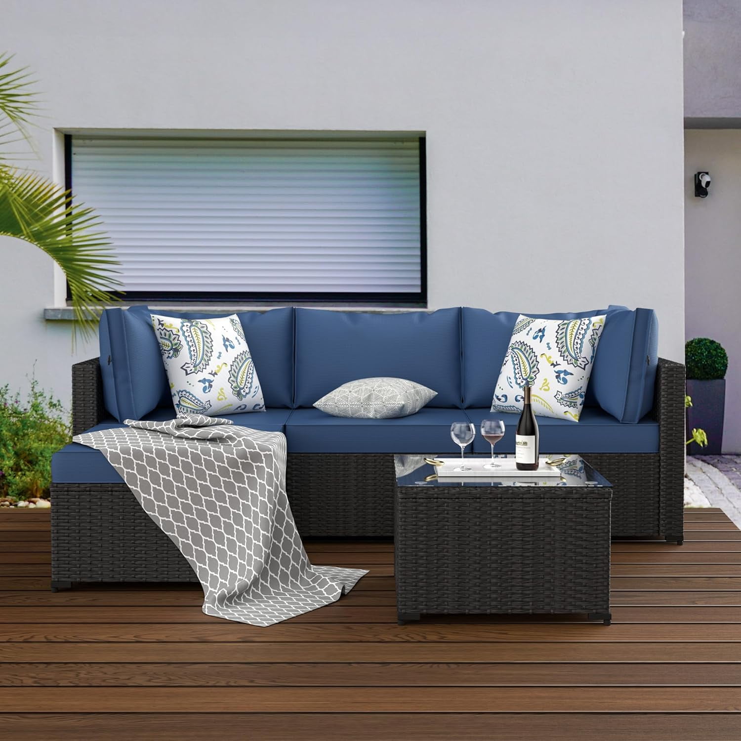 GOJOOASIS Patio Furniture Set Outdoor Sectional Sofa with Ottoman ...