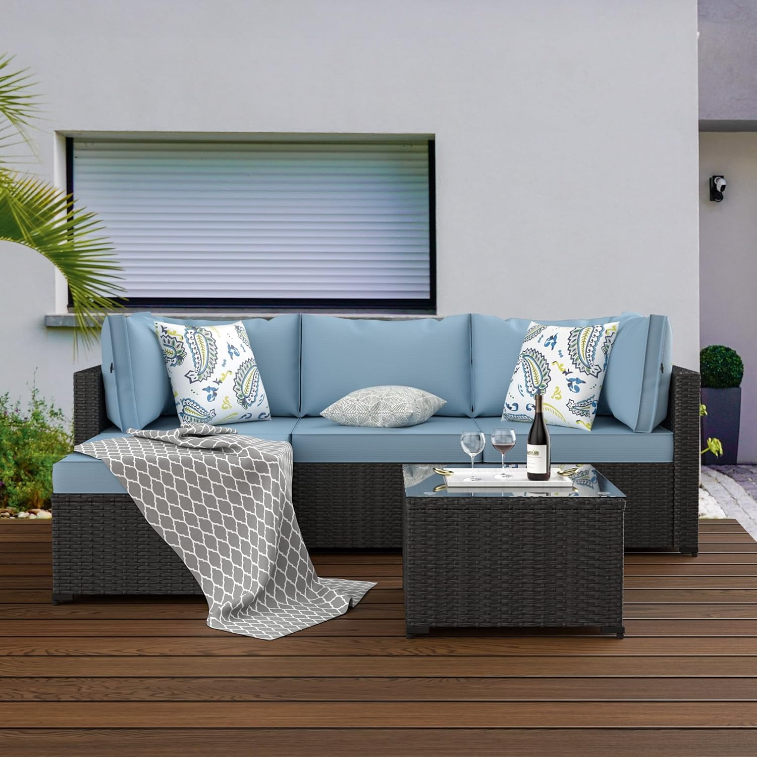GOJOOASIS Patio Furniture Set Outdoor Sectional Sofa with Ottoman ...