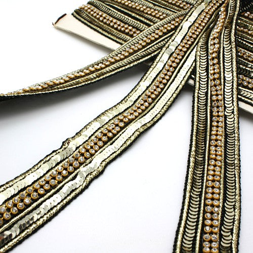 GOLD BLACK SEQUIN CRYSTAL TRIM - sarahi.NYC - Walmart.com
