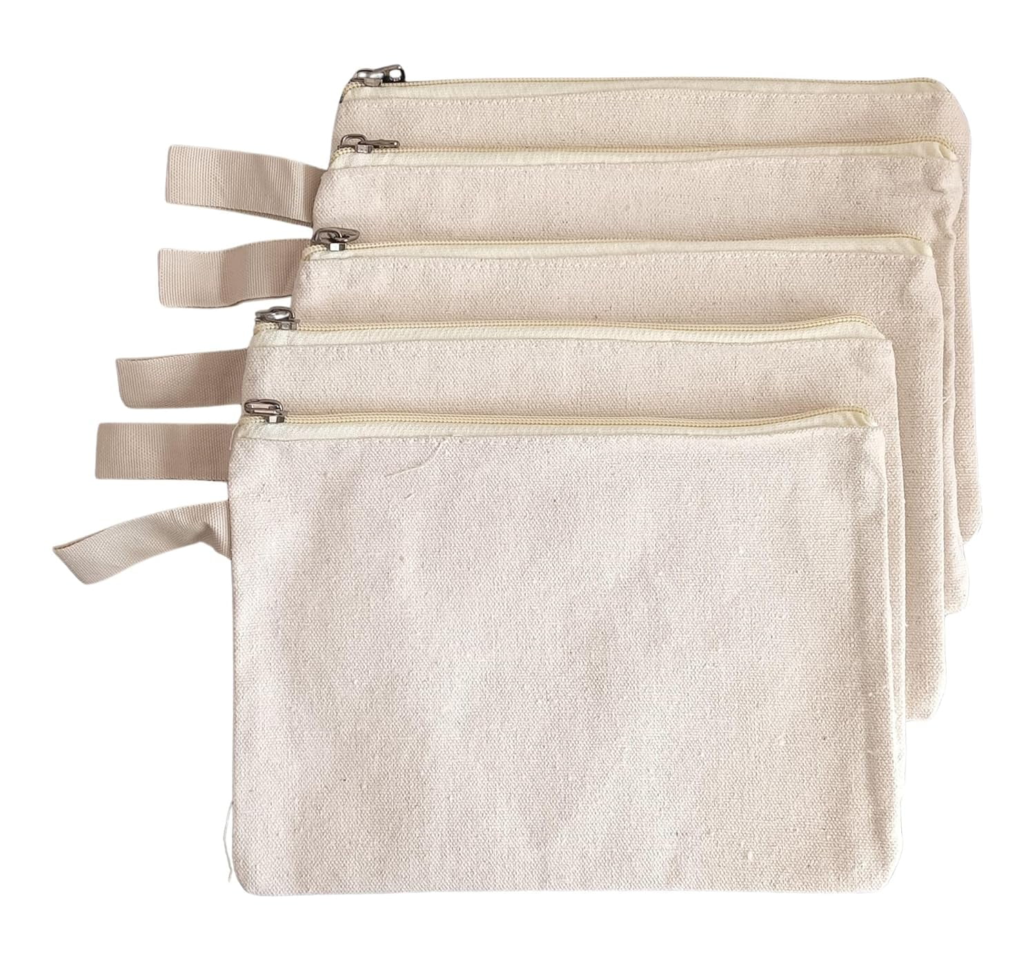 GOLD LEAF MultiPurpose A5 Beige Cosmetics Bag with Zipper Cotton Canvas ...