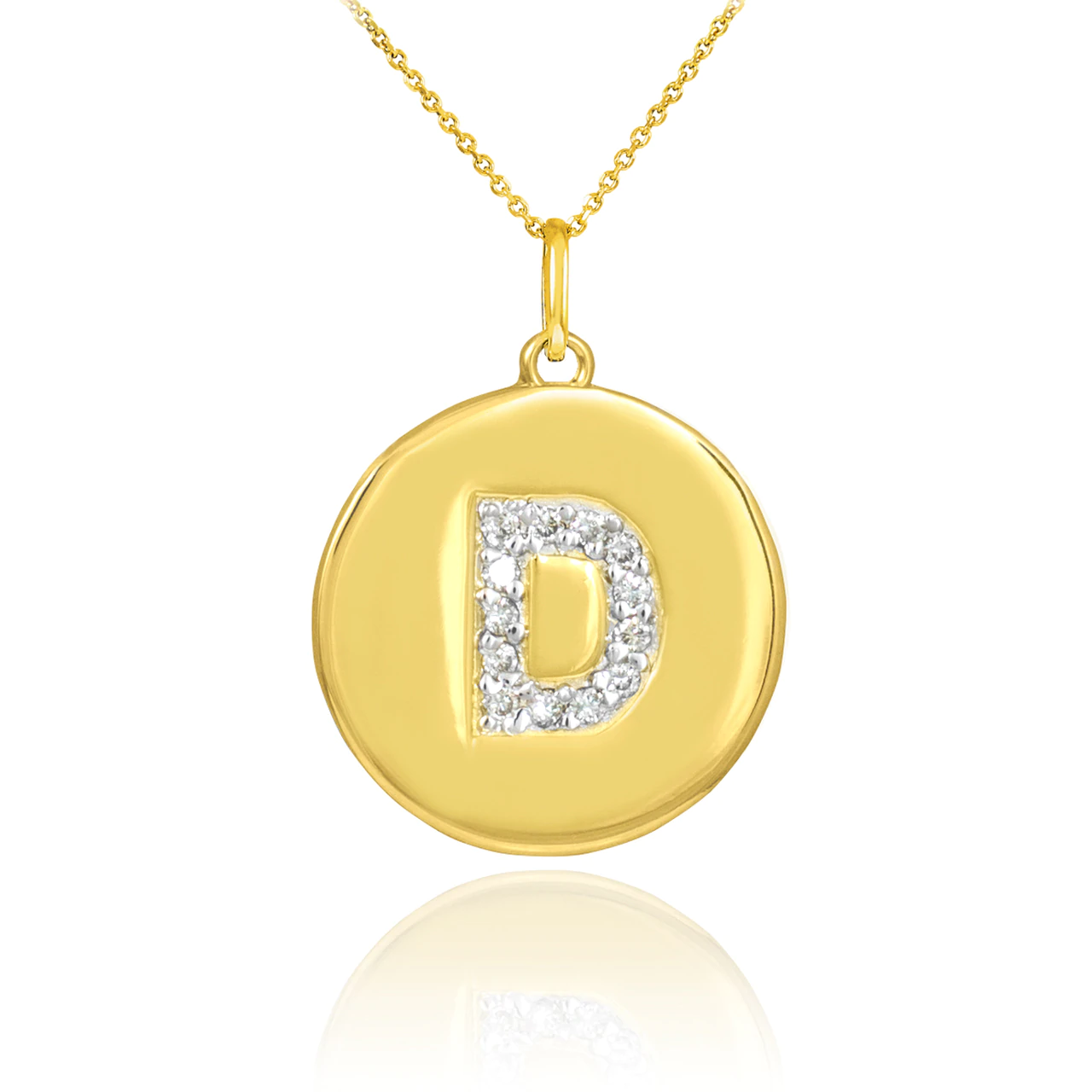 GOLD LETTER "D" INITIAL DIAMOND DISC PENDANT NECKLACE - Walmart.com