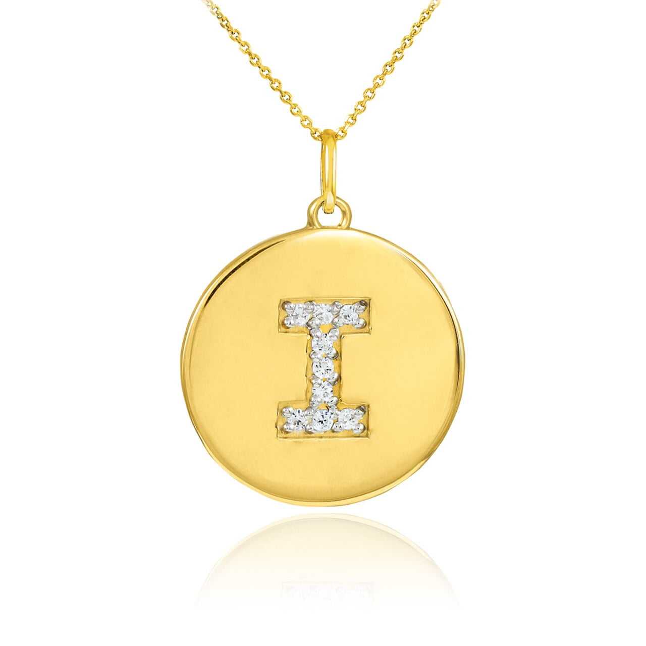 GOLD LETTER "I" INITIAL DIAMOND DISC PENDANT NECKLACE - Walmart.com