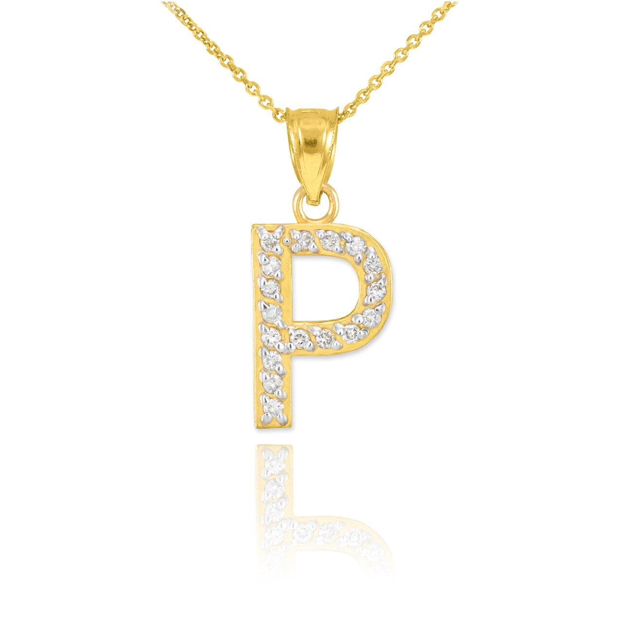 GOLD LETTER "P" DIAMOND INITIAL PENDANT NECKLACE : 14K Pendant with 18 ...