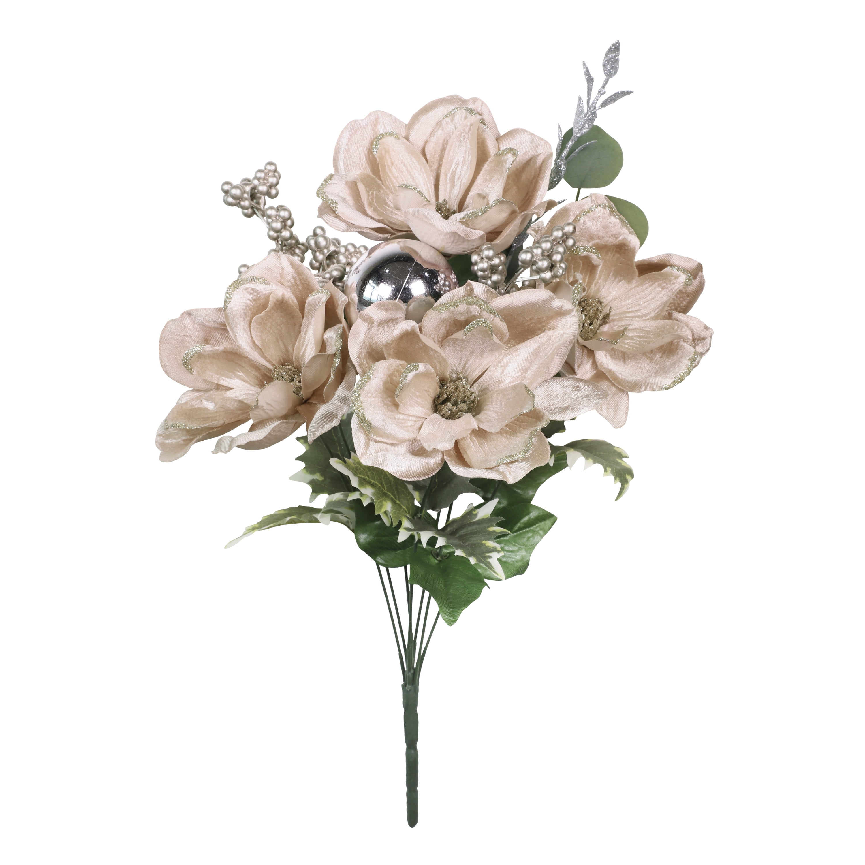 19.5-inch Artificial Silk Gold Magnolia Mixed Holiday Bouquet, for ...