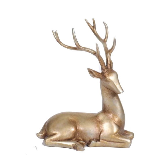 Sitting Deer Christmas Tabletop Decoration, Gold, 11", by My Texas ...