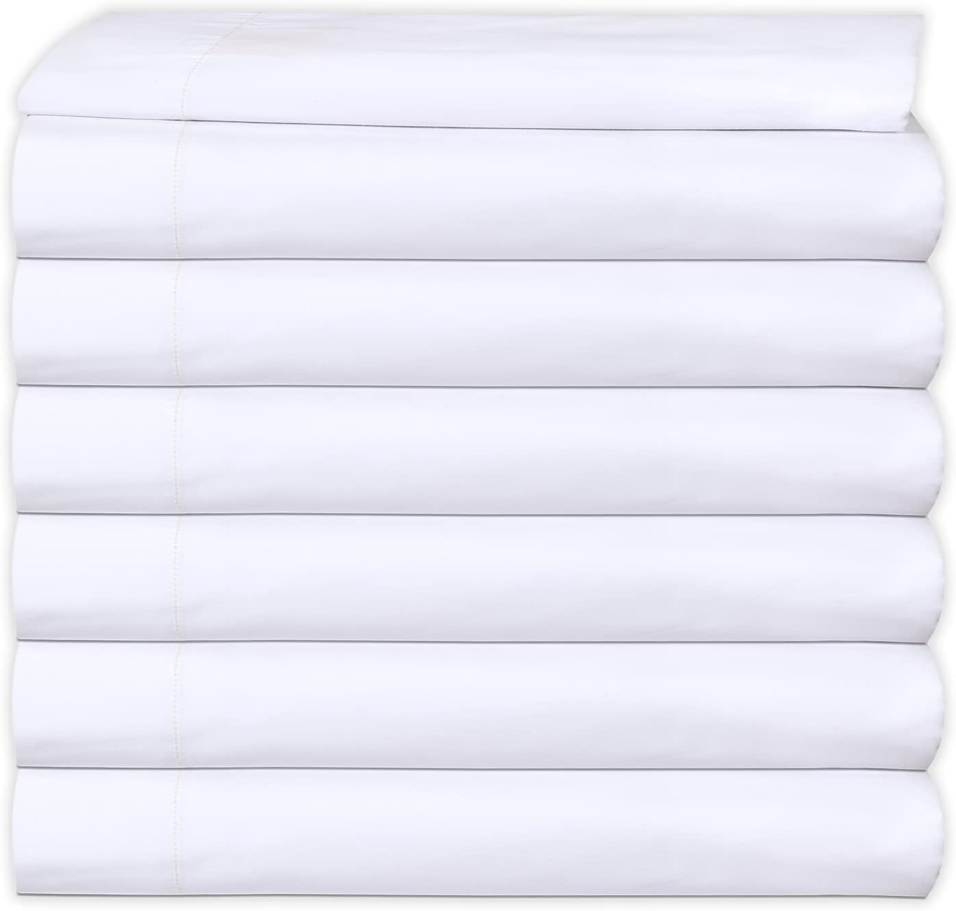 GOLD TEXTILES 6 Bulk Pack King XL Flat Sheet 108"x115" Bright White T ...