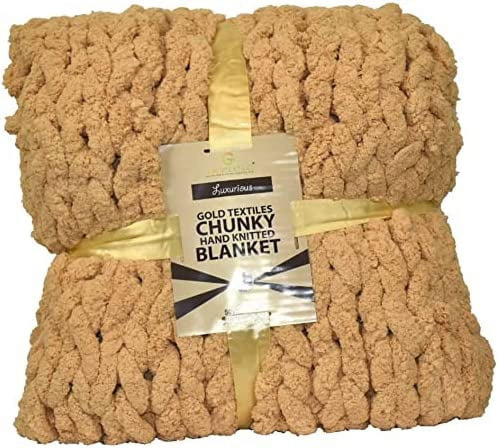 GOLD TEXTILES Chunky Knit Blanket Throw - 50"x60" - Plush Soft Chenille ...
