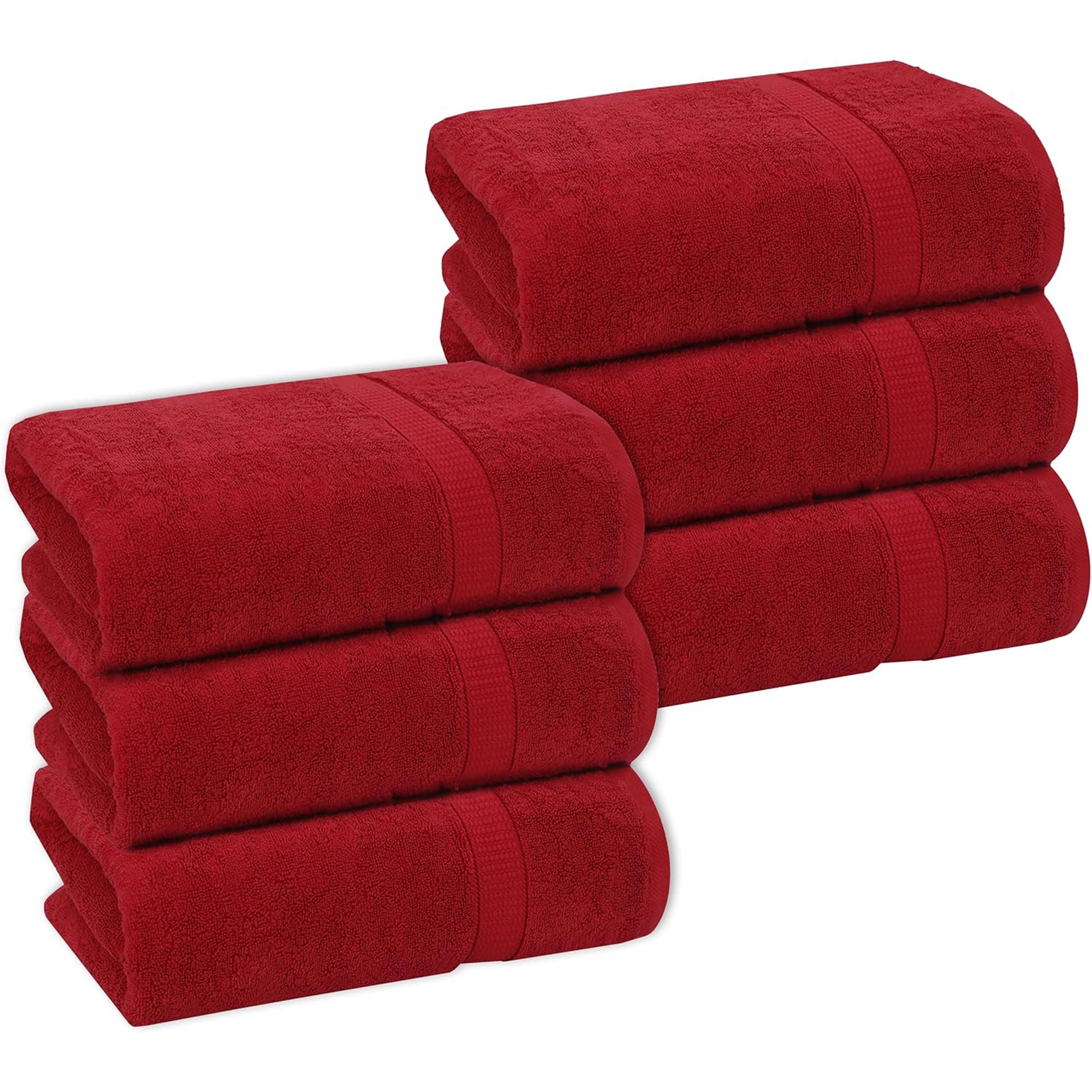 GOLD TEXTILES Premium Bath Towels 24x50 - Red Pack of 6 | Soft ...