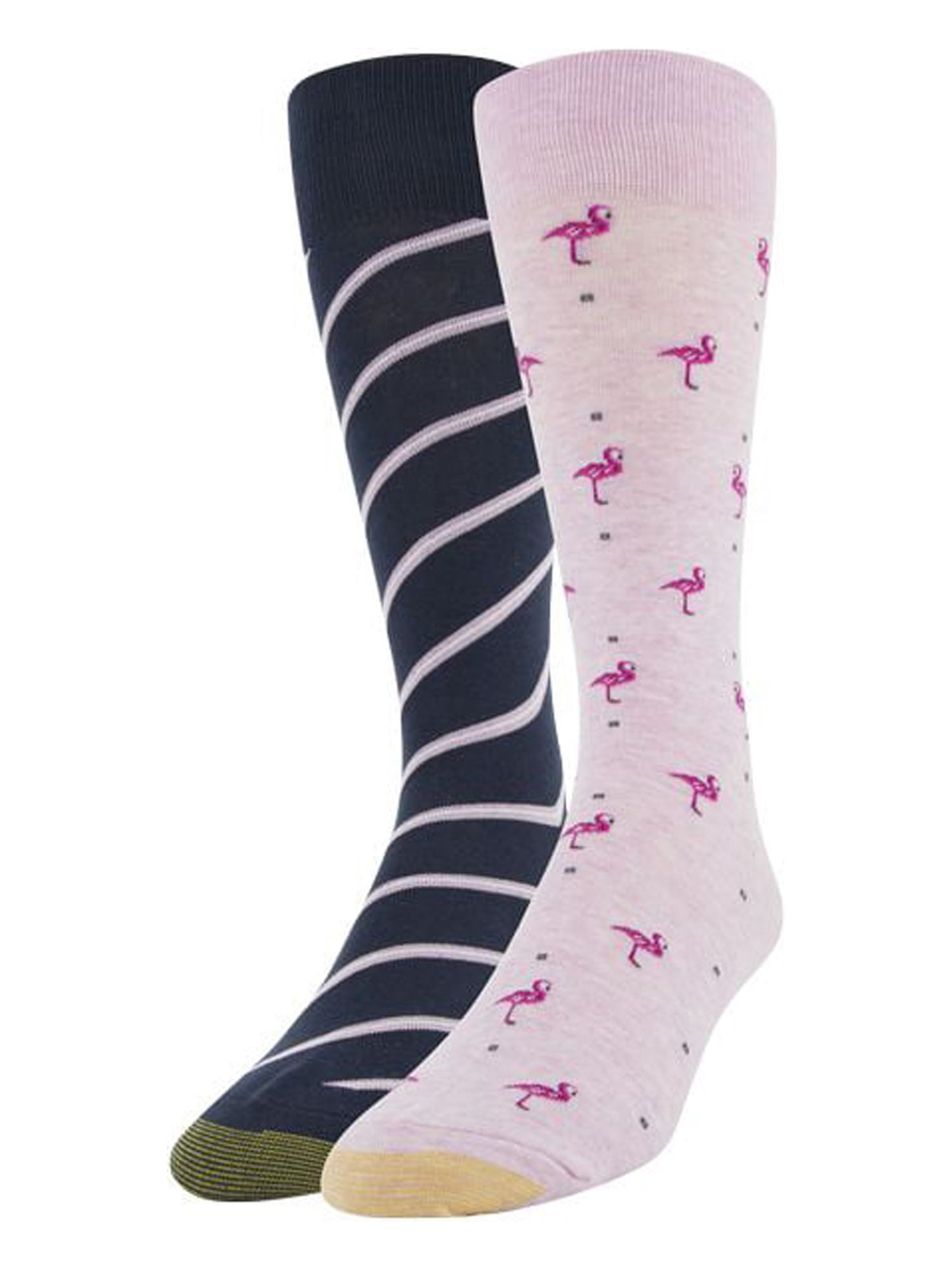 GOLD TOE 2 Pack Mens Pink Assorted Anti-Odor Dress Crew Socks 6-12.5 ...