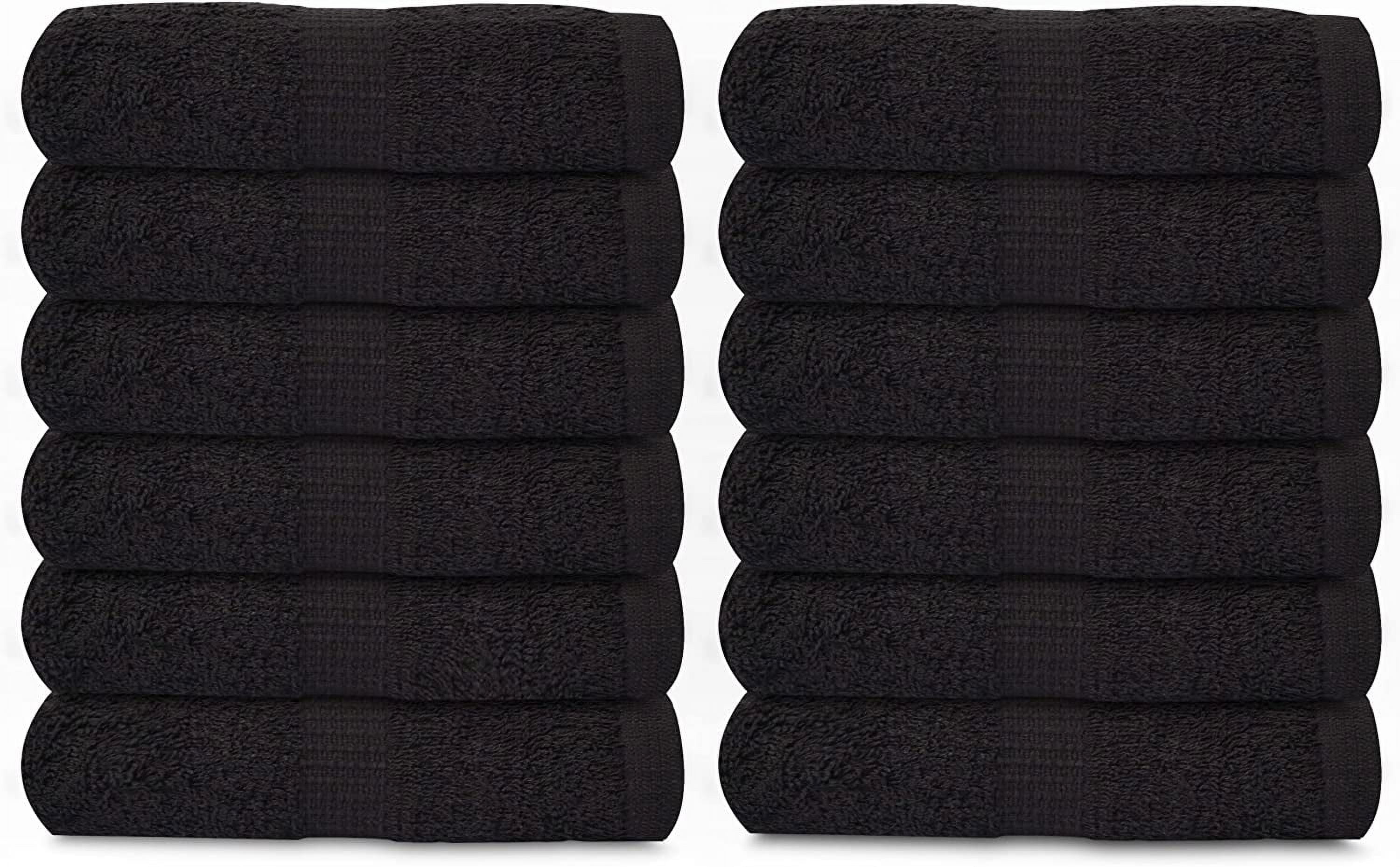 GOLD Textiles 100% Cotton Washcloth 12 Pack 13x13 inches Black Ultra ...