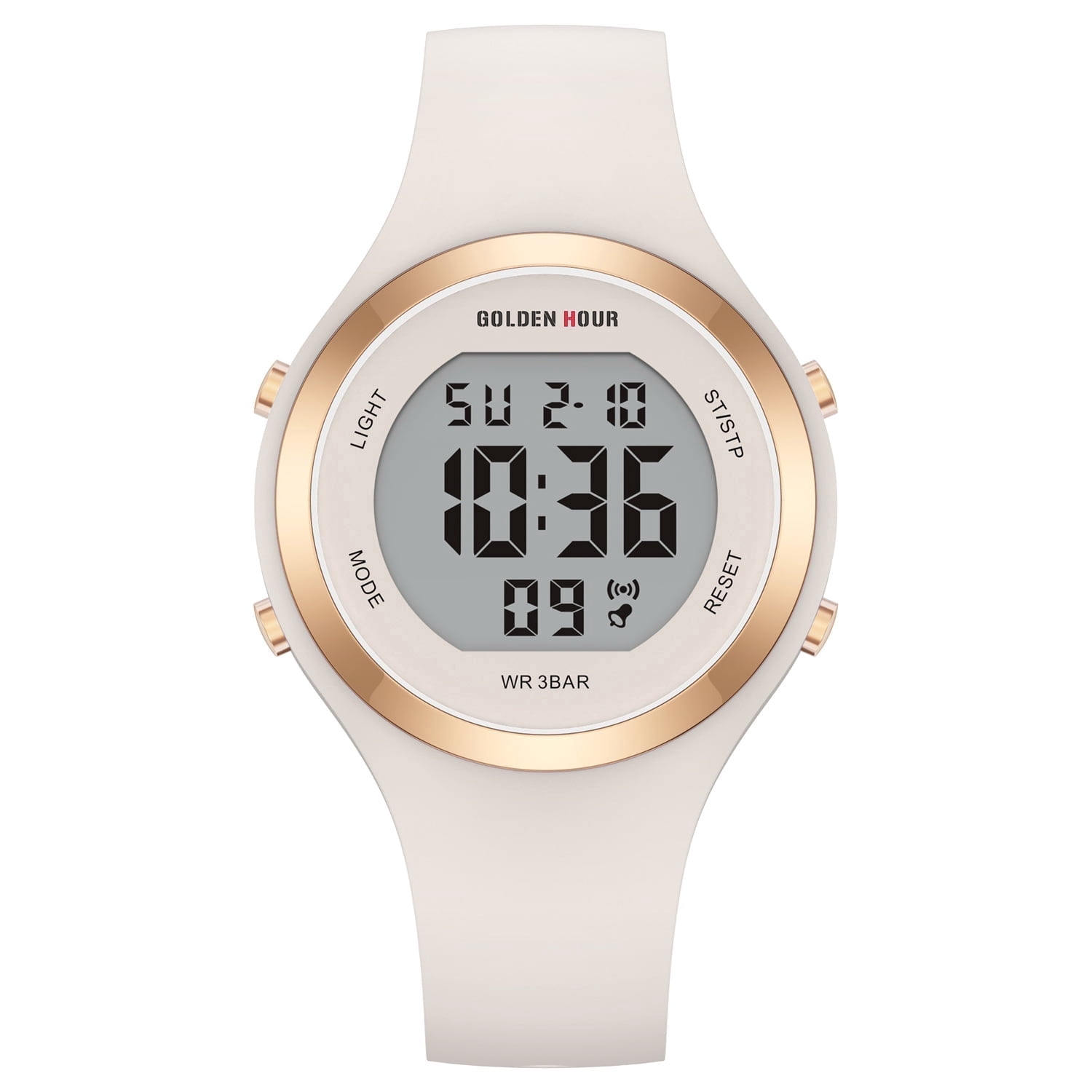 GOLDEN HOUR Waterproof Sport Women's Digital Chronograph Silicone Strap ...