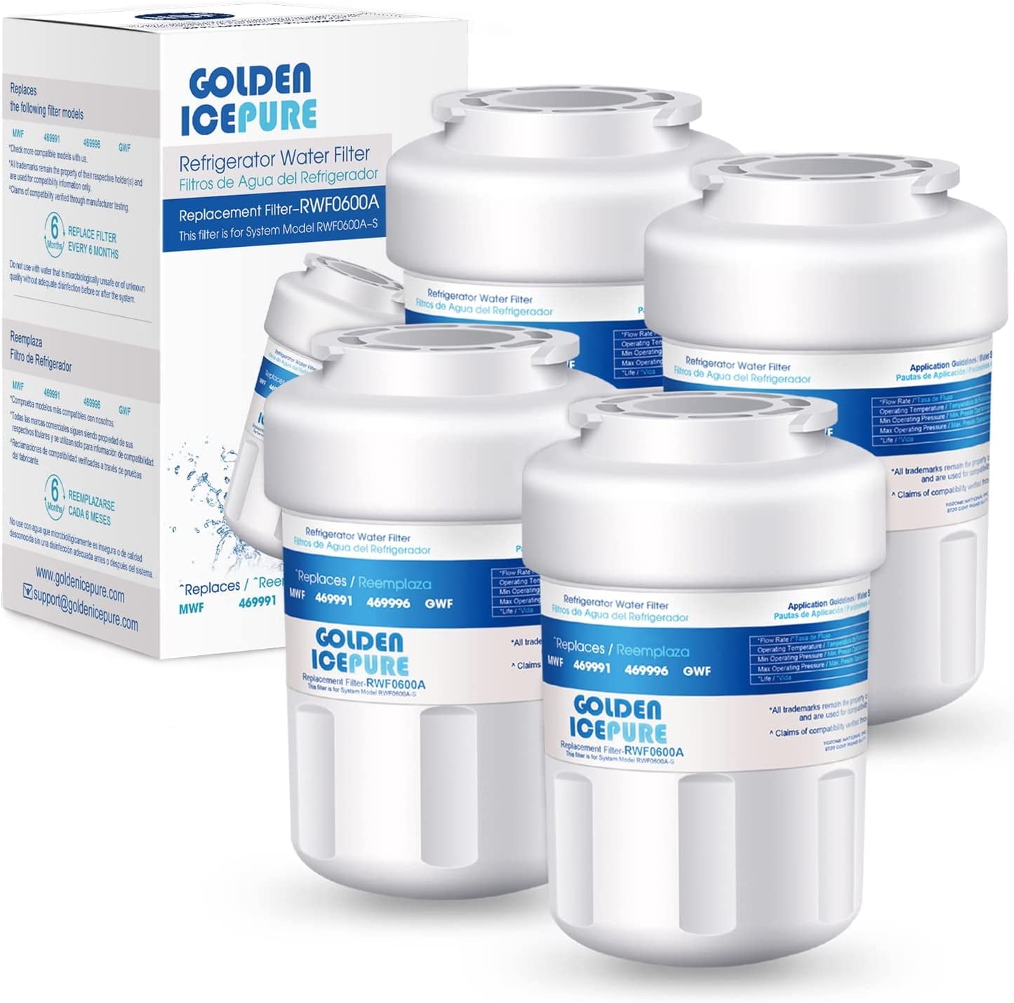 GOLDEN ICEPURE MWF Refrigerator Water Filter Replacement for GE ...