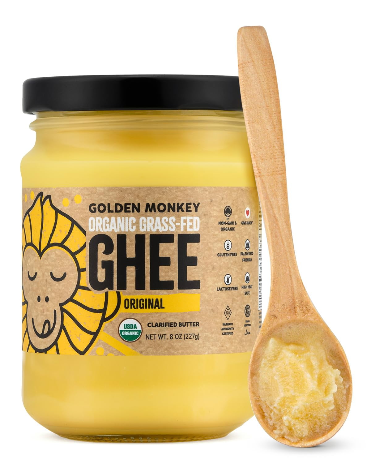 GOLDEN MONKEY Organic Ghee GGA1 Butter - Grass Fed Butter for Cooking ...