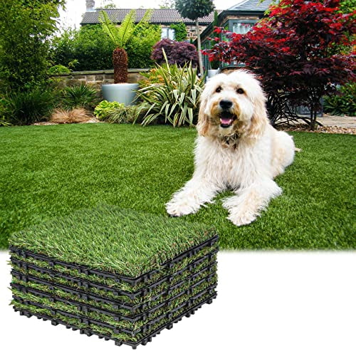 GOLDEN MOON Artificial Grass Turf Tiles with Interlocking System 1.57 ...