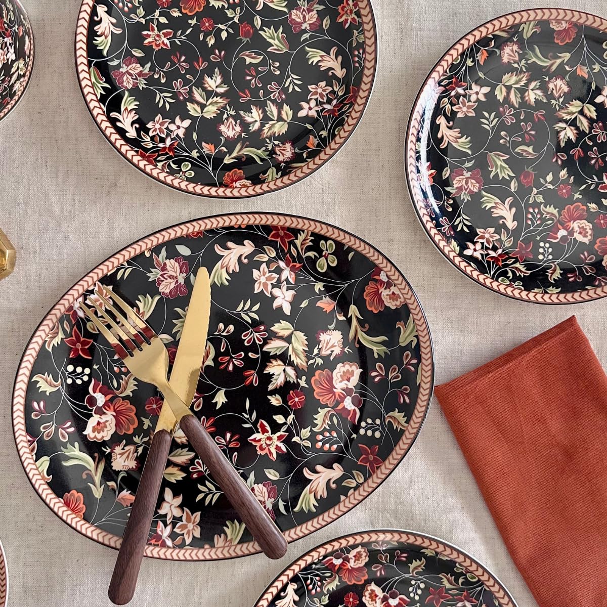 GOLDEN QUEENS Gathering Set Dinein Style with 1 Oval Platter 4 Snack ...